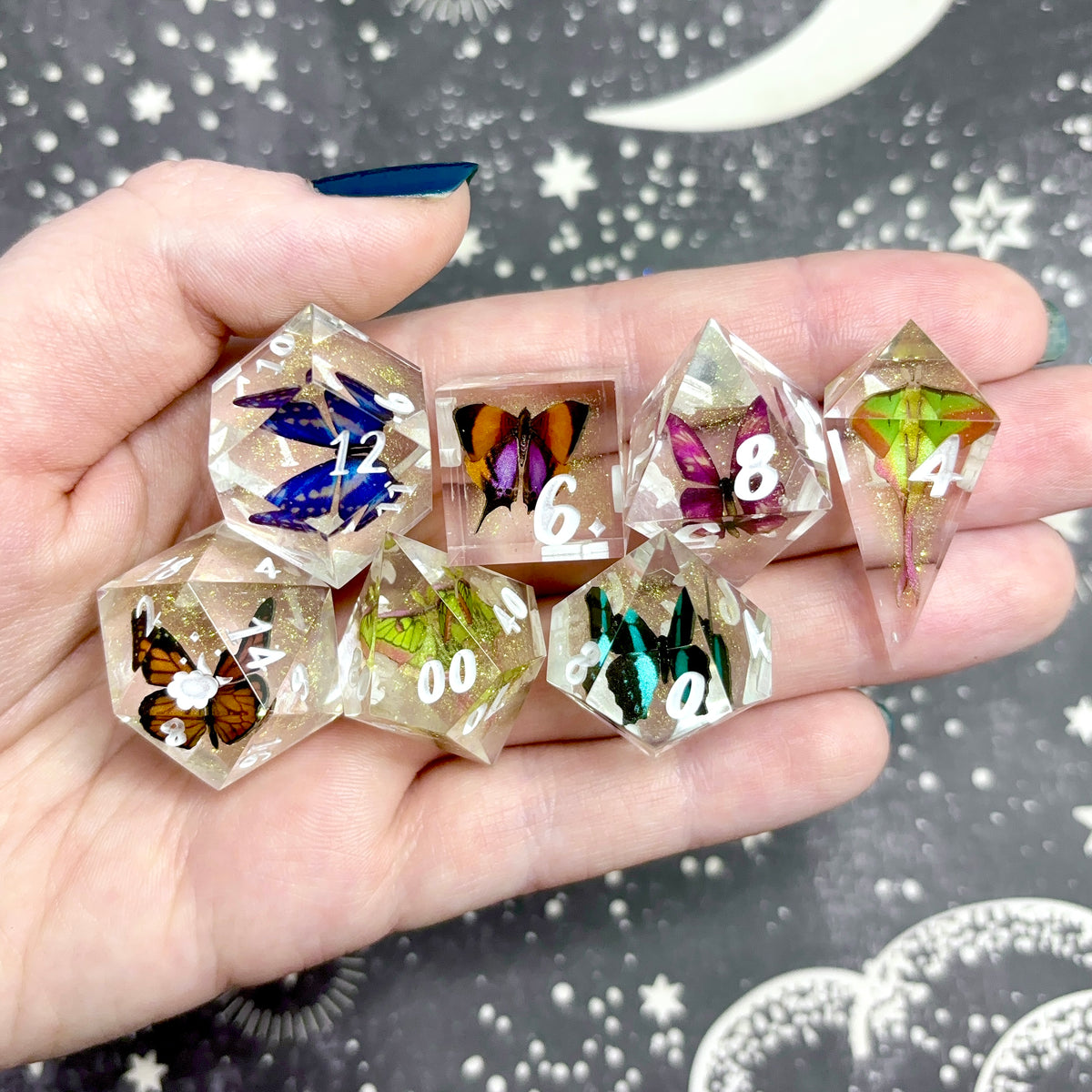 "Bug Catching" - 7 Piece Show Off Set - Logo d20 – Dreamy Dice